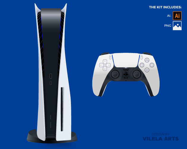 Playstation 5 - Video Game - (PNG + AI. Document) by Vilela Arts