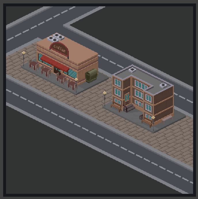 Isometric buildings and tiles by Sweeetpotatoo
