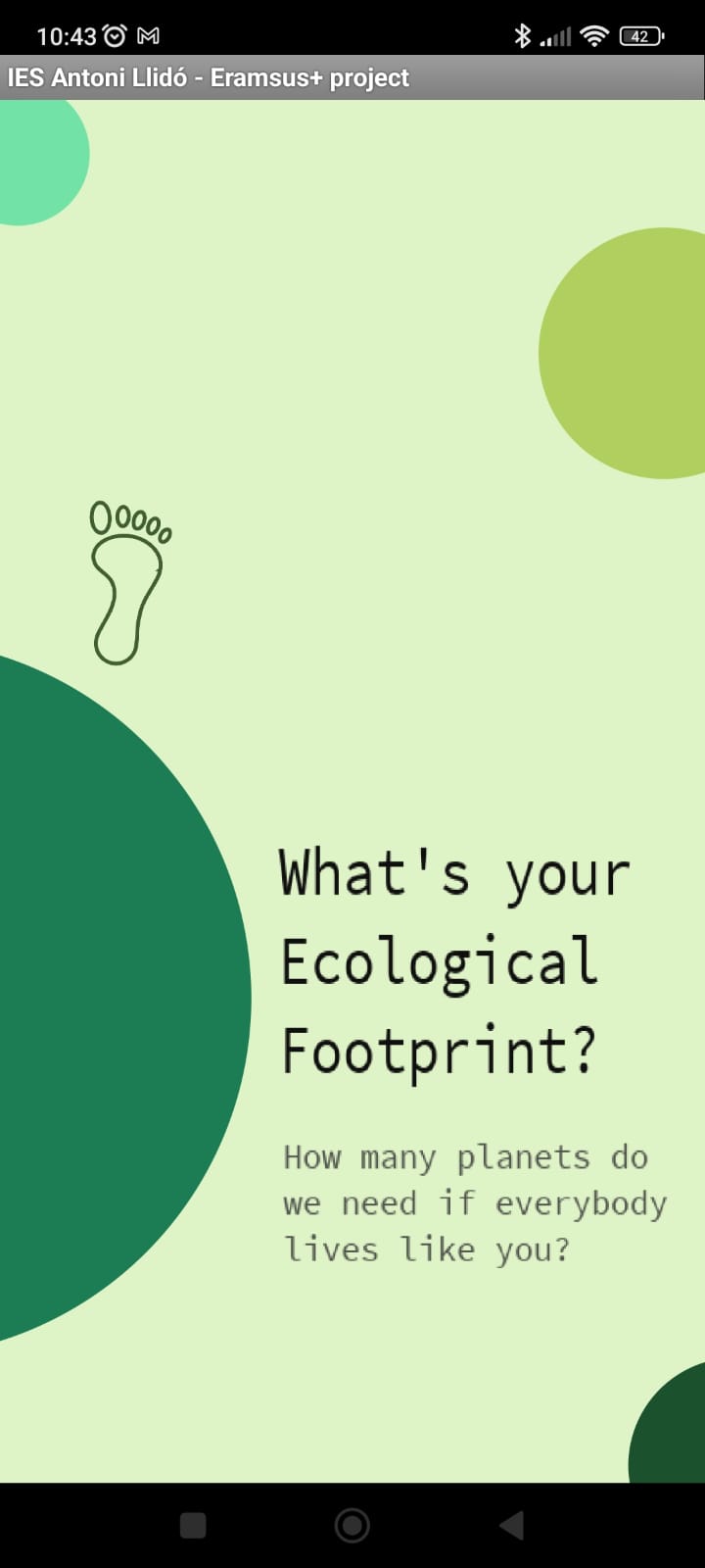 Ecological Footprint App by tonisoler