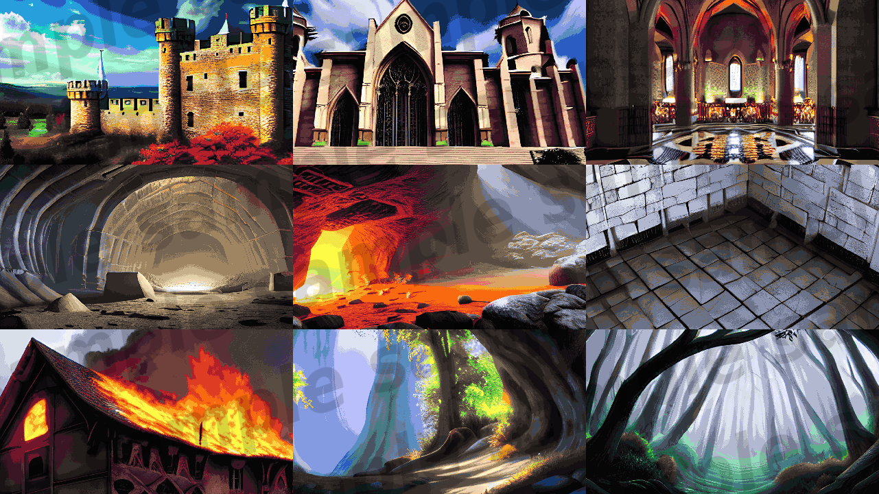 Dot illustration material collection ~Fantasy Backgrounds 300 part1~ by ...
