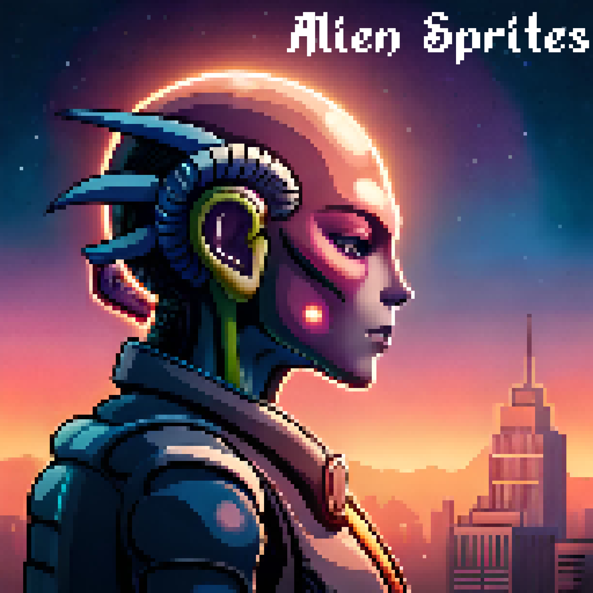 Alien painting sprites by Saby