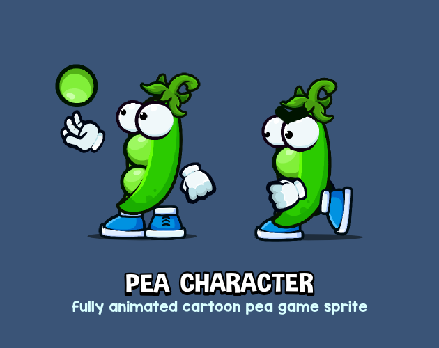 Pea character by Robert Brooks - gamedeveloperstudio.com