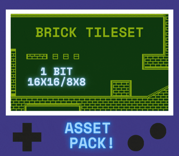 Plataform Brick Tileset Pack 1 Bit (8x8 & 16x16) by Pepe Jamal