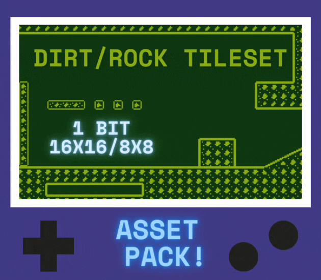 Platform Dirt & Rock Tileset 1 Bit Pack (16x16 & 8x8) by Pepe Jamal
