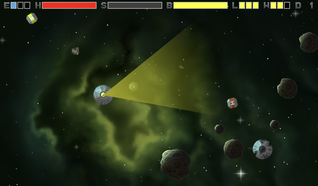 BEAM - Use your ship's energy beam to deflect asteroids and collect powerups and engine cores ...