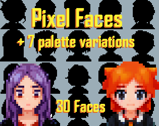 Pixel Faces - 30 Girls (size 32x32) by Akoro