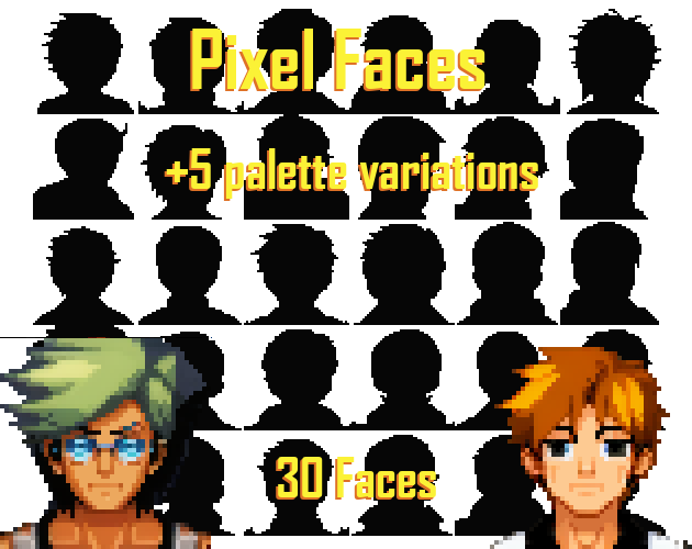 Pixel Faces - 30 Guys (size 48x48) by Akoro