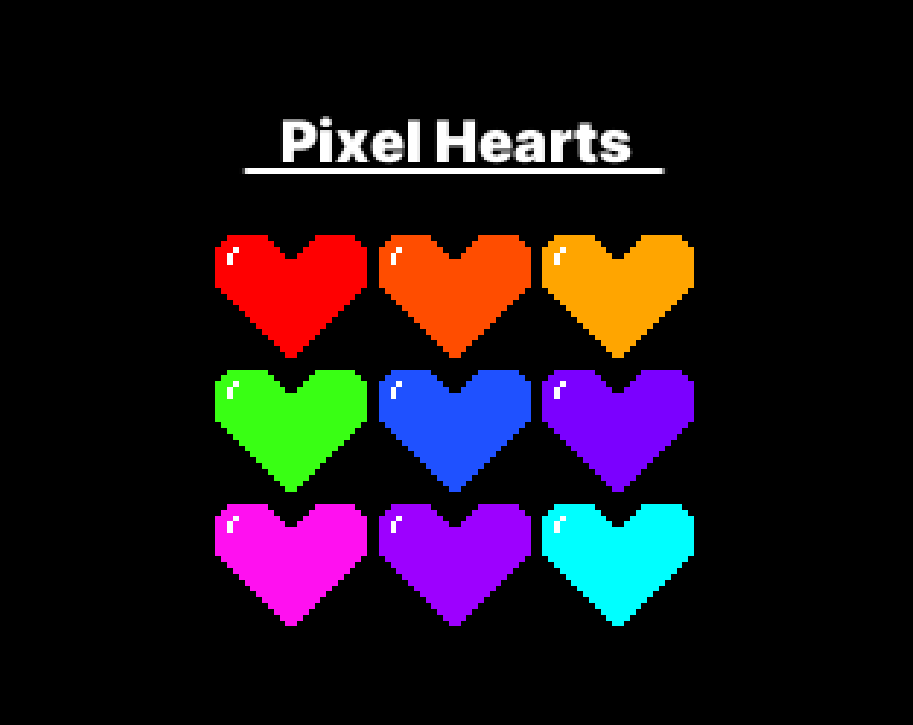 Pixel Hearts, 64x64, 32x32, 16x16 (Free) by ComplexNeko