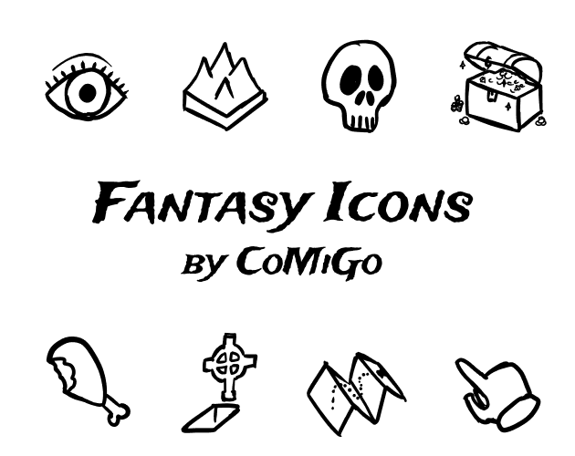 CC0 Hand-drawn Fantasy Icon Pack by Cosmo Myzrail Gorynych