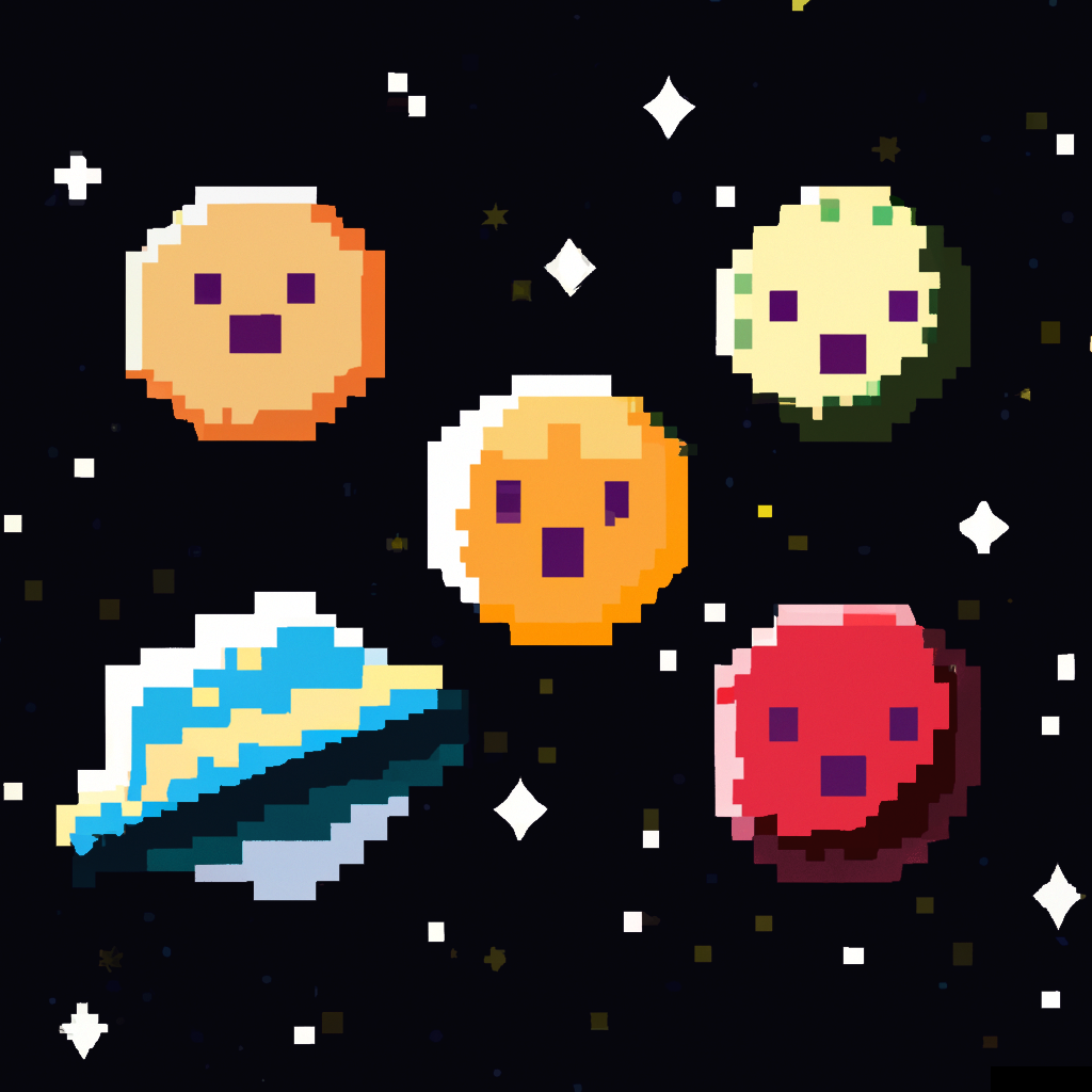 Free Happy Space Planets Pixelart by erit1000