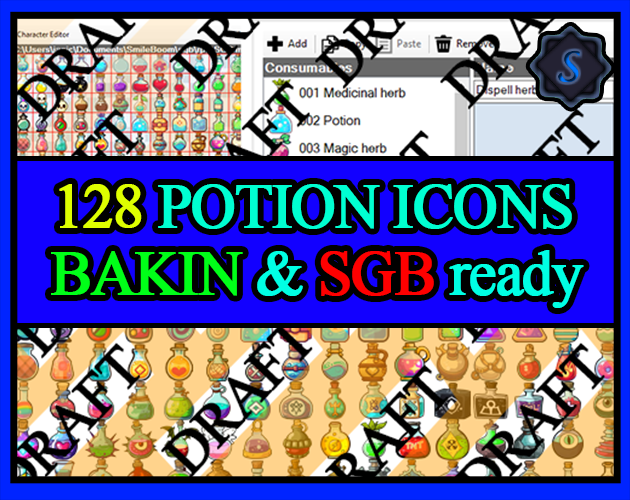 128 Potion Icons SGB and Bakin ready by shizvayne