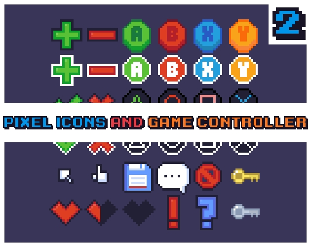 Pixel Icons And Game Controller 2 by Disven