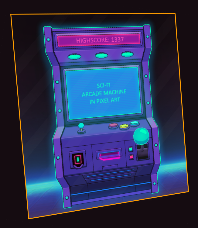 Sci-Fi Arcade Machine Pixel Art by Retsnail Assets