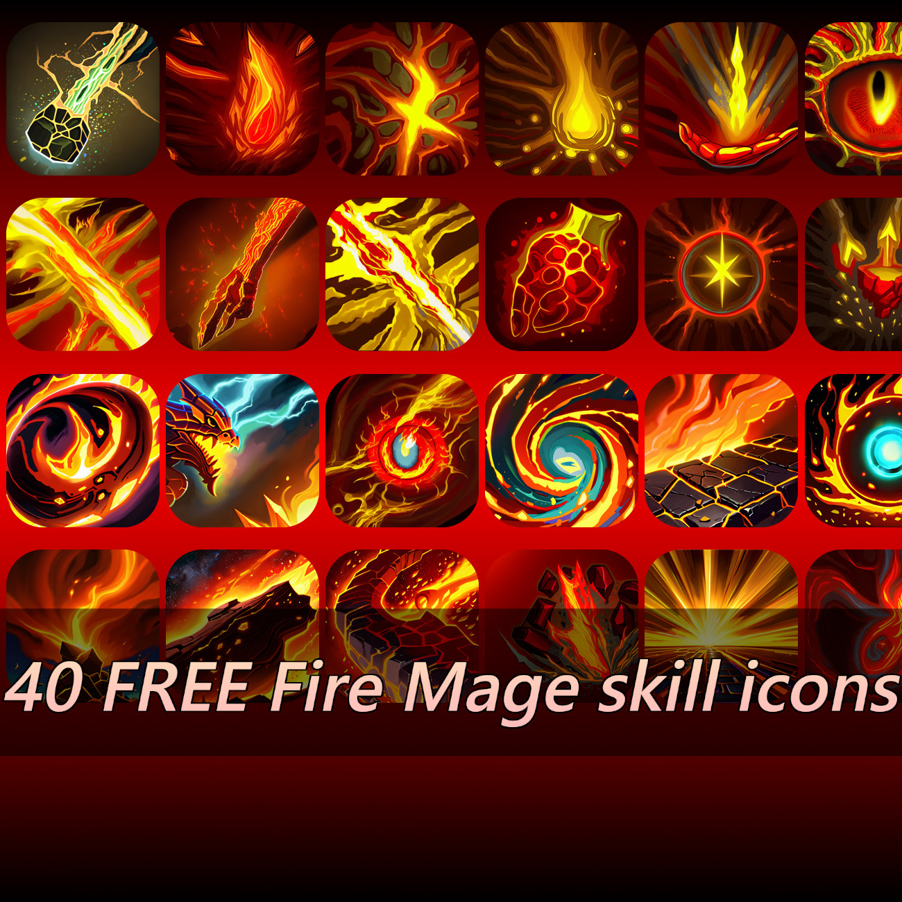 40 FREE Fire Mage skill icons by CaptainCatSparrow