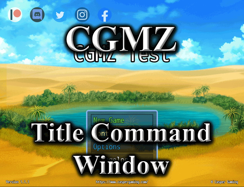 [CGMZ] Title Command Window for RPG Maker MZ by Casper Gaming