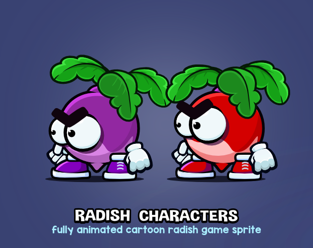 Radish game sprite by Robert Brooks - gamedeveloperstudio.com