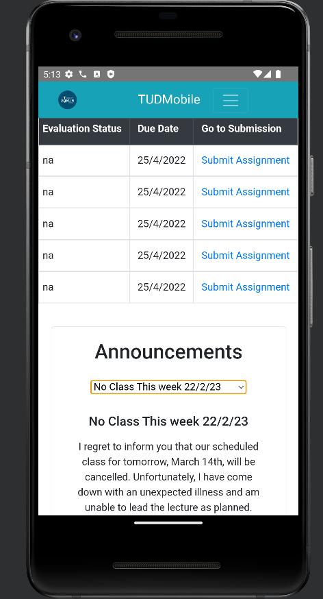 TUD Student App (Bootstrap Mobile App) by Eoin McSharry