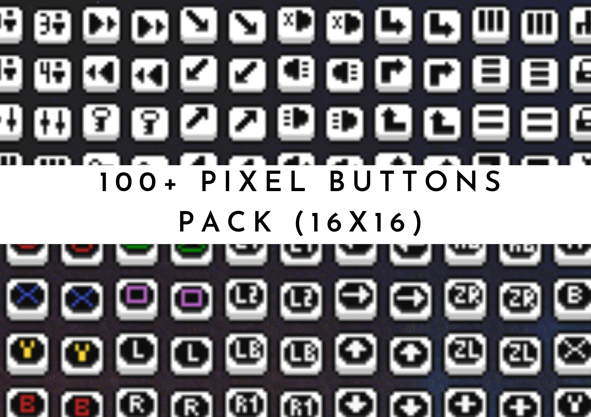 100+ Pixel Buttons - Pack (16x16) by KabGames