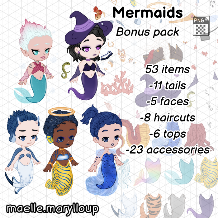 Mermaid - all characters (character pack) by MaelleMarylloup
