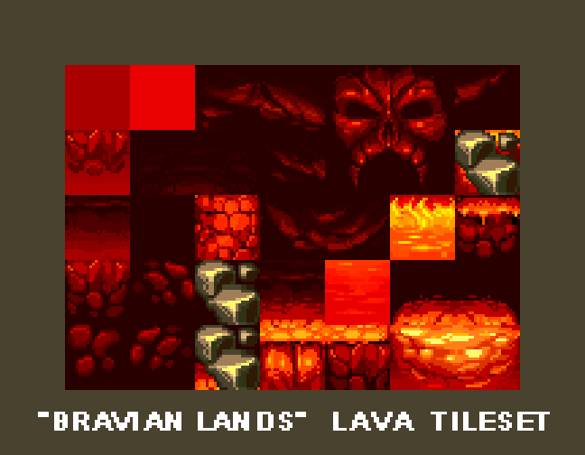 "Bravian lands" lava Free 24x24 Tileset by raynoa