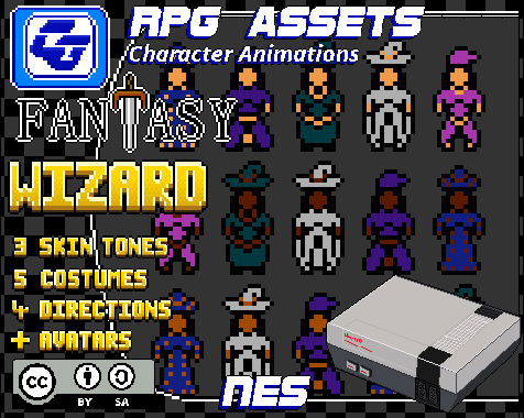 RPG Asset Character 'Wizard' NES by chasersgaming