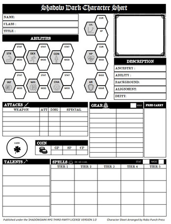 ShadowDark Character Sheet by RoboPunchPress