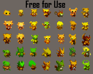 Pixel Mons - 35 monsters (Size 24x24) - Free by Akoro