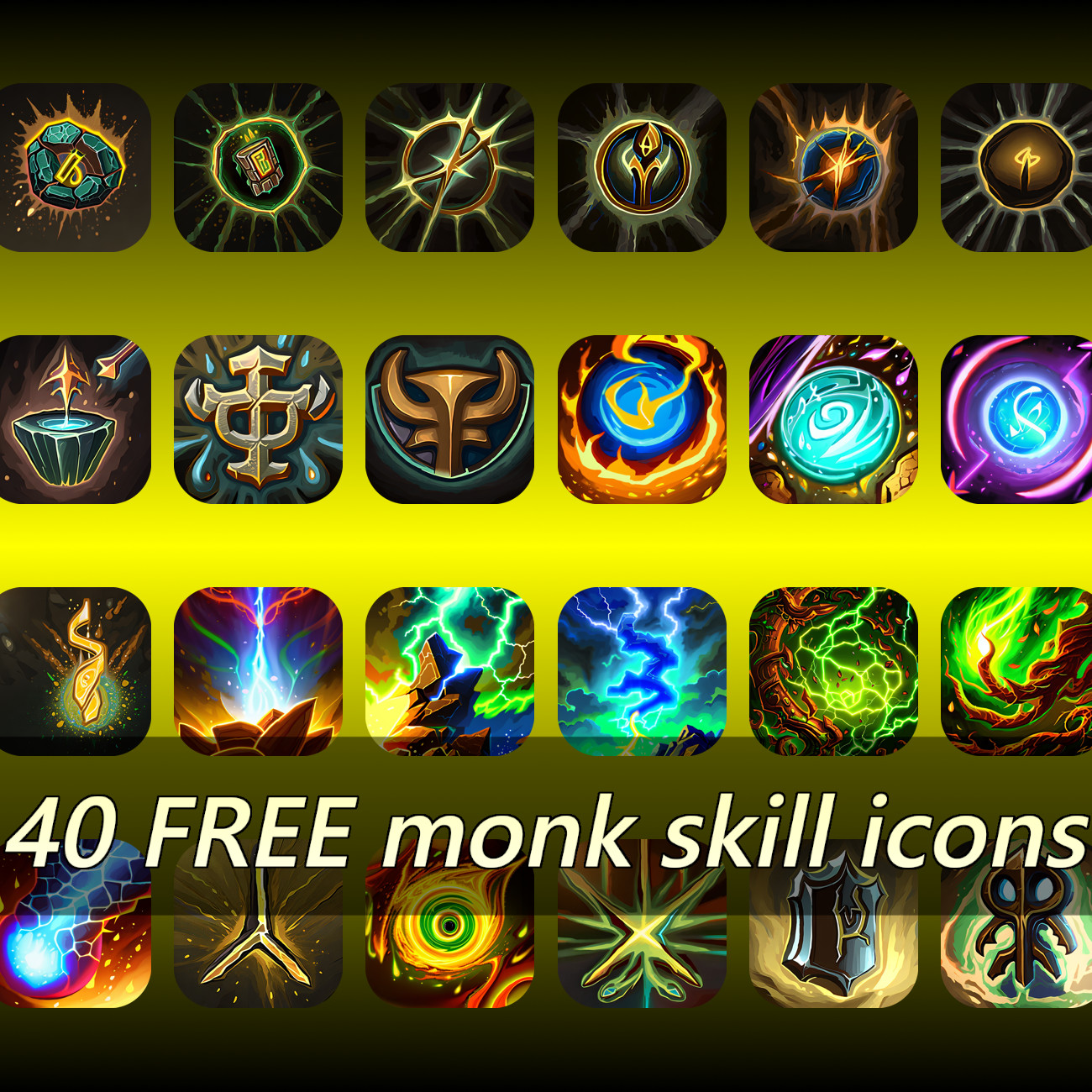 40 FREE monk skill icons by CaptainCatSparrow