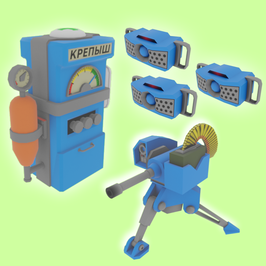 Top Down Shooter Models Pack (turrets, mine, dispenser) by 3DPyramid