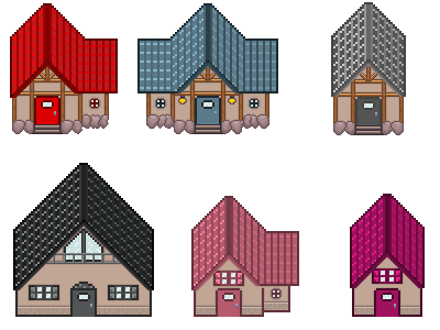 House Set 2 Pixel art 2D by NinaPixelArt