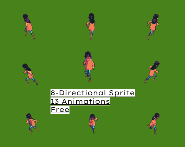 8 Directional 2DHD Pixel Art Animated Character by Hormelz