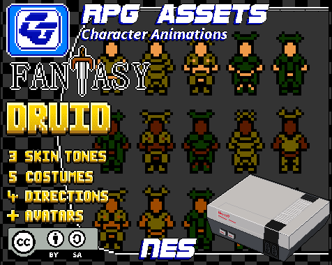 RPG Asset Character 'Druid' NES (Male) by chasersgaming