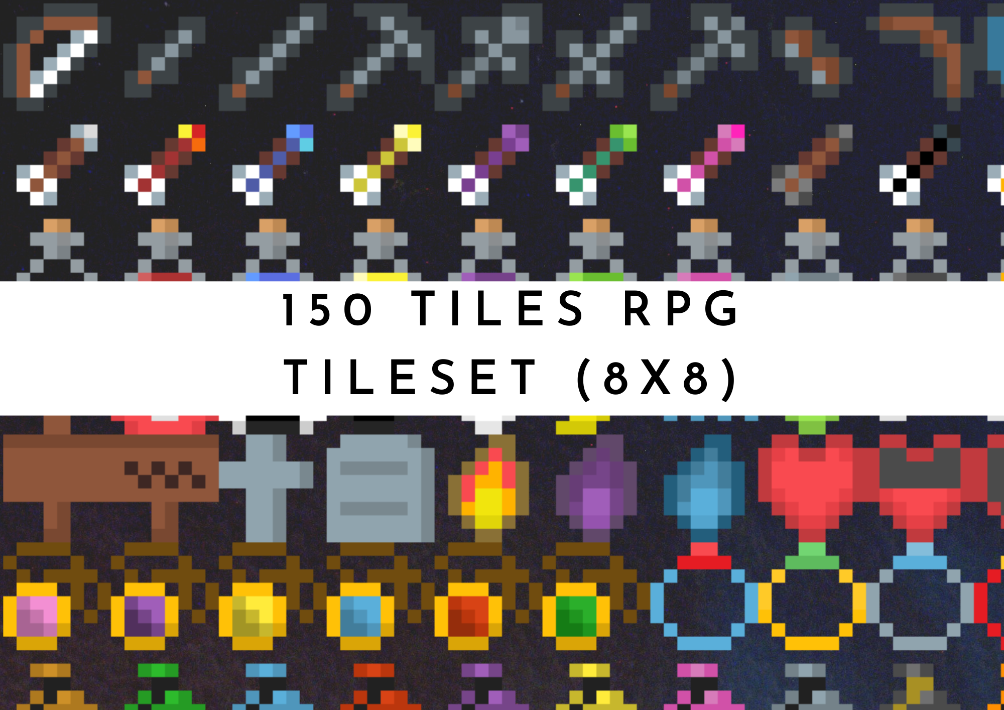 150 Tiles RPG - Tileset (8x8) by KabGames