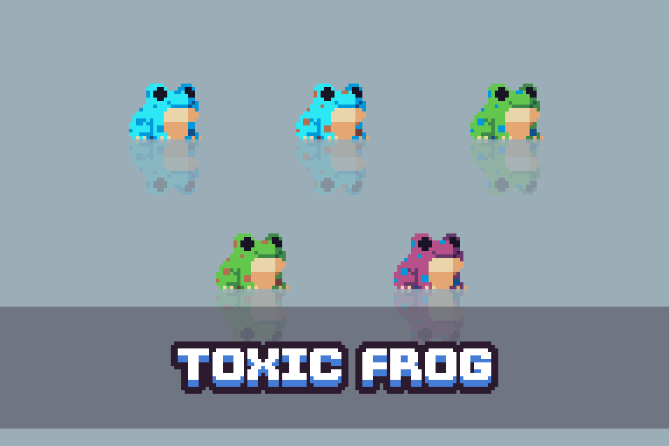 Toxic Frog Animations Pixel Art 2D FREE by Eduardo Scarpato