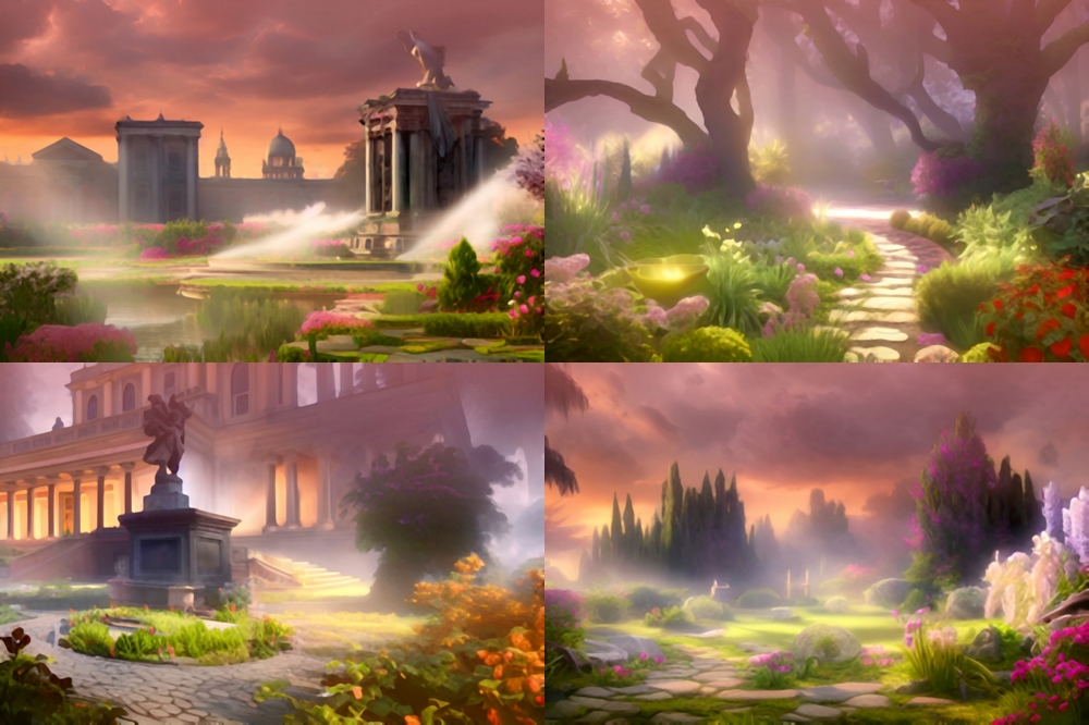 Romantic Garden at Sunset Pack: 8 Visual Novel Backgrounds by Rachel Chen