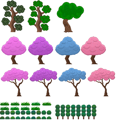Tree set 2 Pixel Art 2D by NinaPixelArt