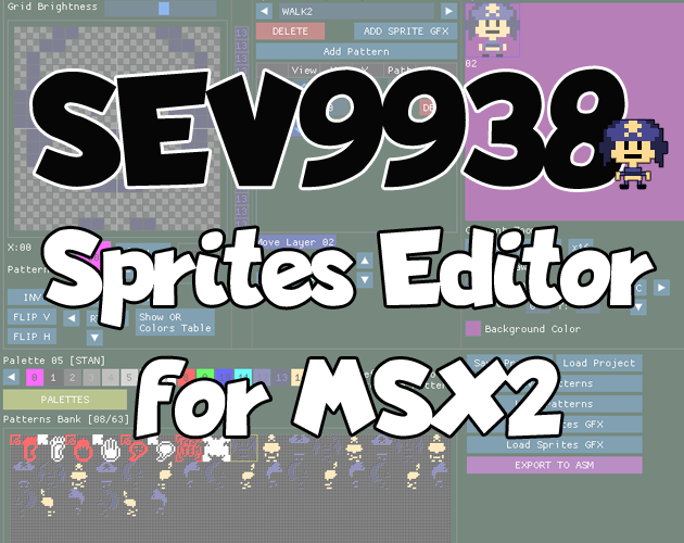 Video Tutorial SEV9938 Sprite editor in Youtube - SEV9938, Sprite editor for MSX2 by JamQue ...