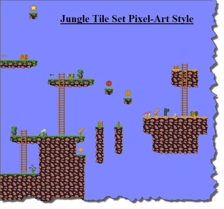 Jungle Tiles Set Pixel-Art (32px / 64px) by SPOcreativ