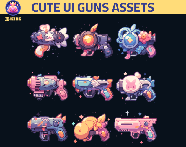 Cute Vector Guns Game UI Assets by UI-KING
