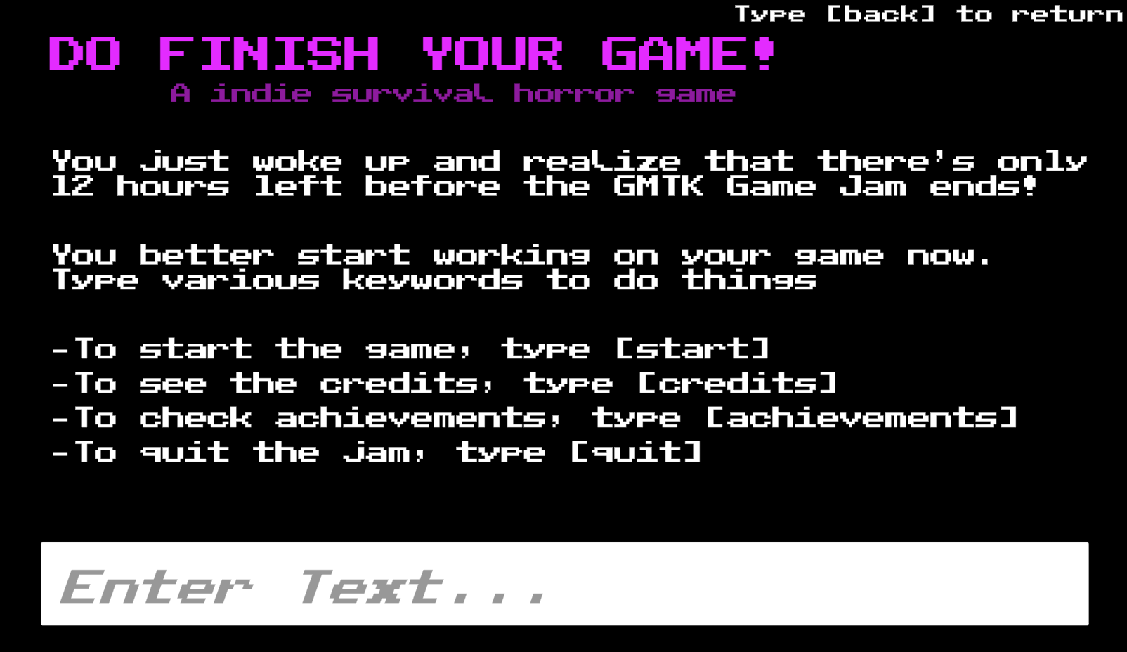 Do Finish Your Game! by SAe57 for GMTK Game Jam 2023 - itch.io