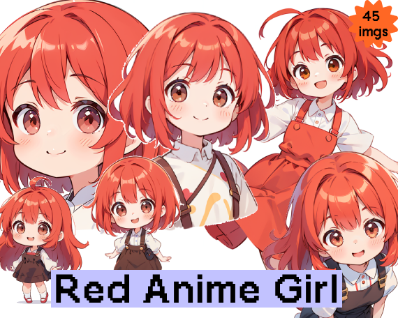 Red Anime Girl Portrait Pack by Straw Lion