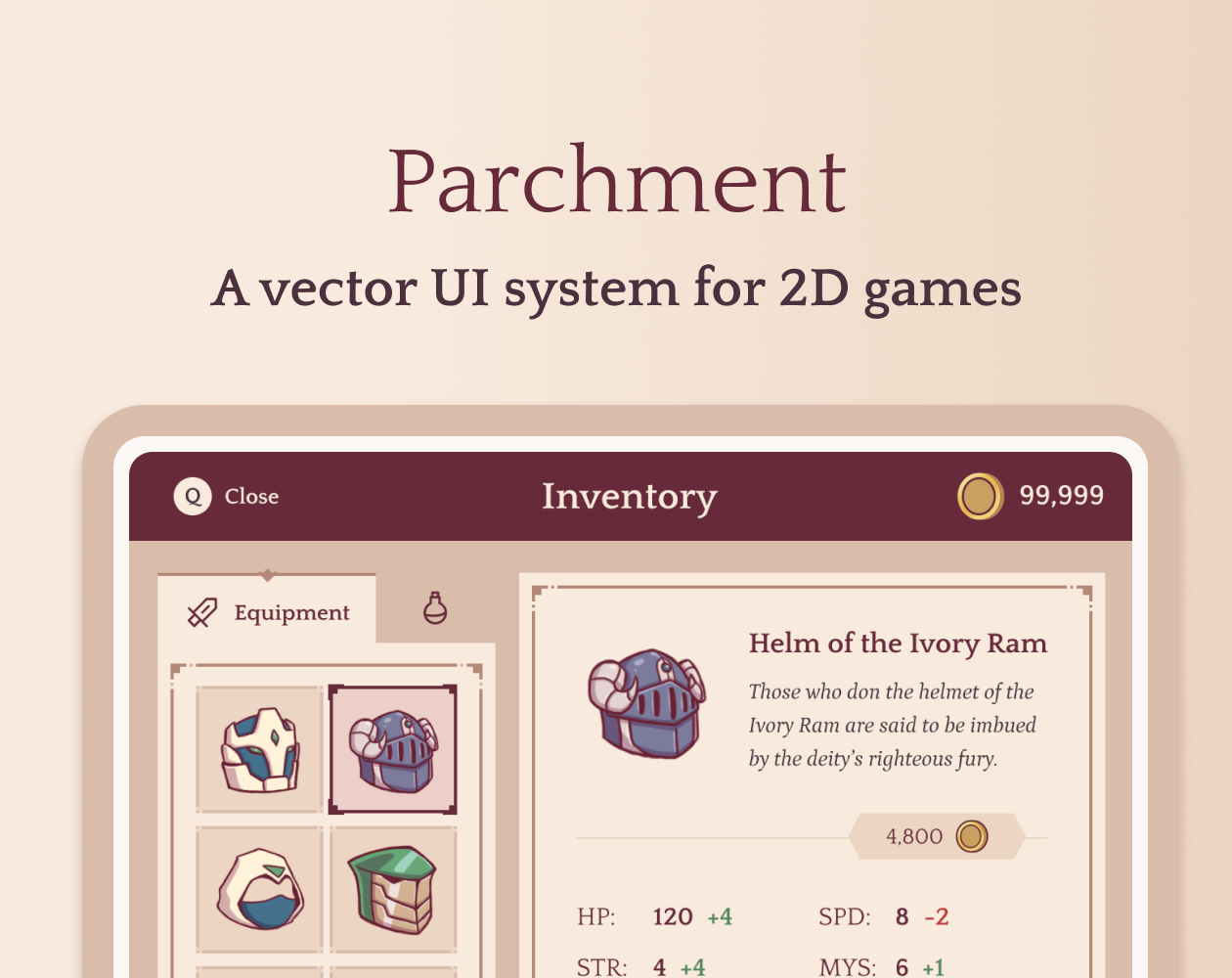 Parchment - 2D vector-based UI for fantasy games by denizengames