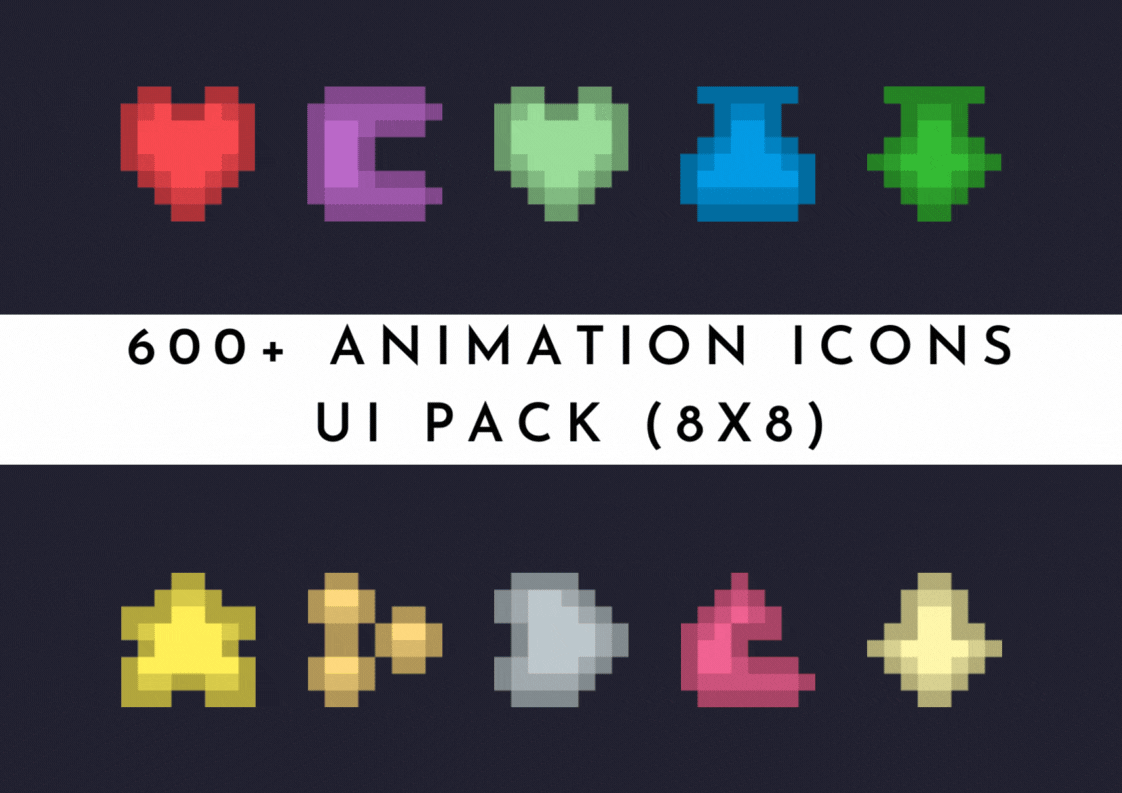 600+ Animation Icons - UI Pack (8x8) by KabGames