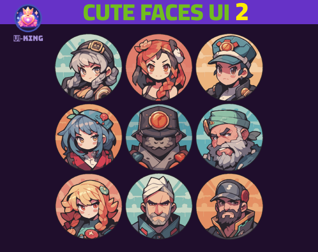 Cute Vector Character Faces UI 2 by UI-KING