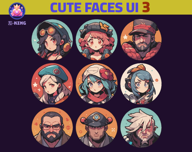 Cute Vector Character Faces Ui 3 By Ui King