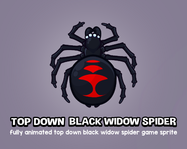 Top down black widow spider by Robert Brooks - gamedeveloperstudio.com