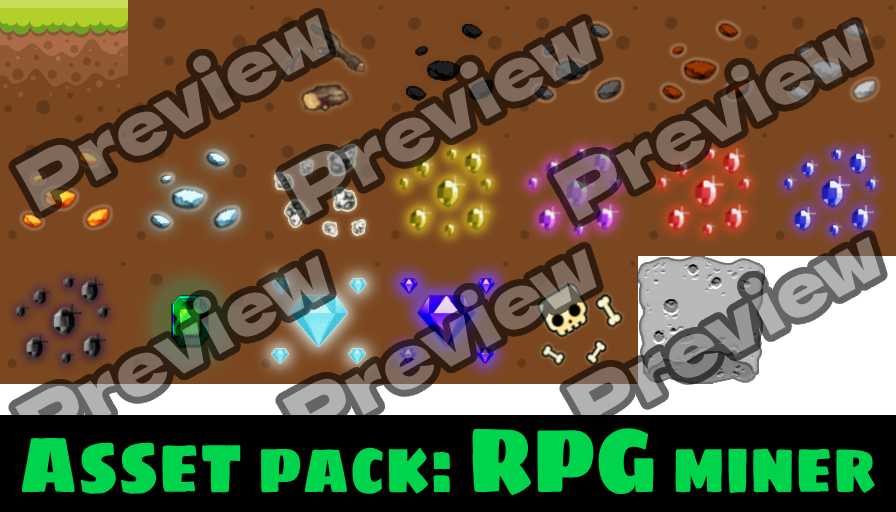 Asset Pack - 20 Ores for RPG Miner by jenja93