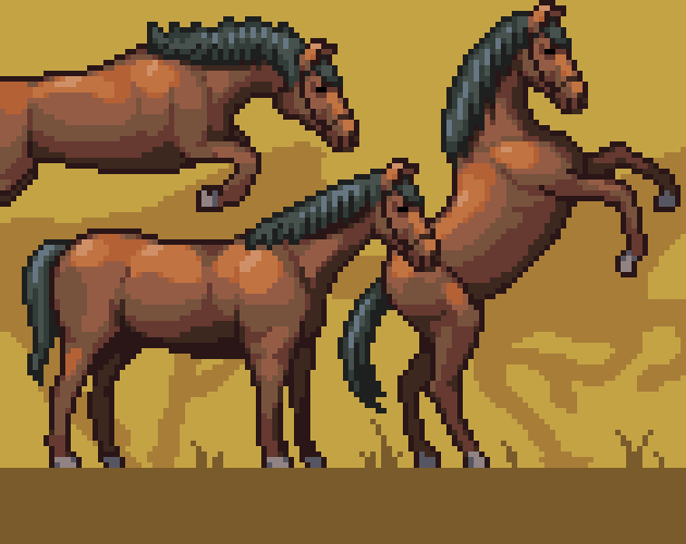 Pixel Art Horse Animal - 2D Sidescroller by GandalfHardcore
