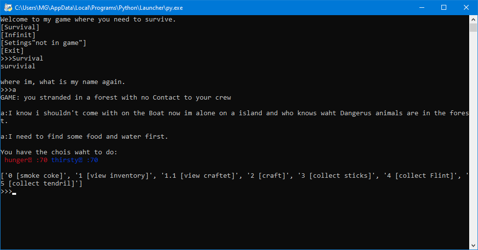 Text Adventure Game by Tom Nook