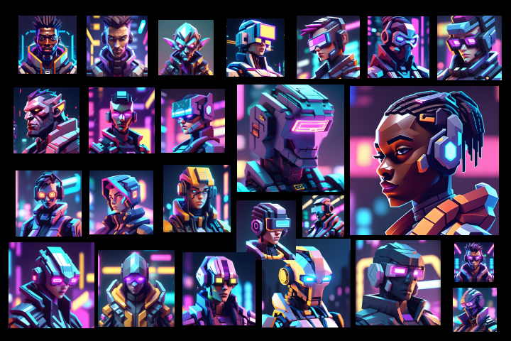 Cyberpunk character avatar icons (24) by jazzio